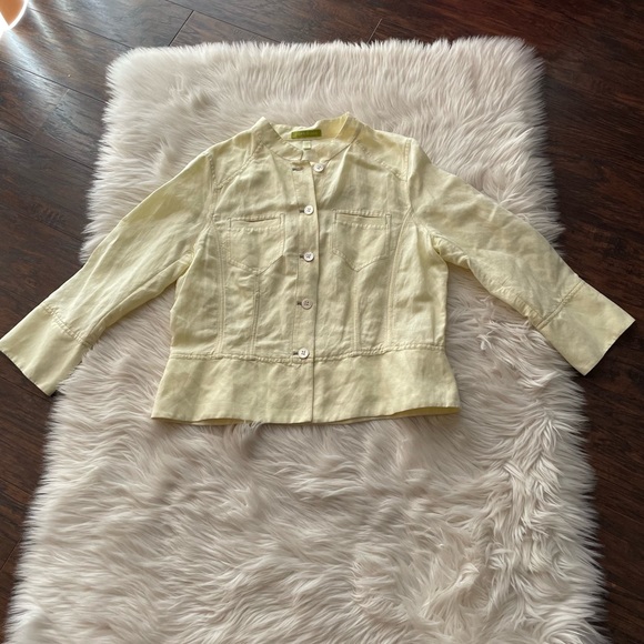 Sigrid Olsen | Jackets & Coats | Sigrid Olsen Pastel Yellow Linen Blend ...